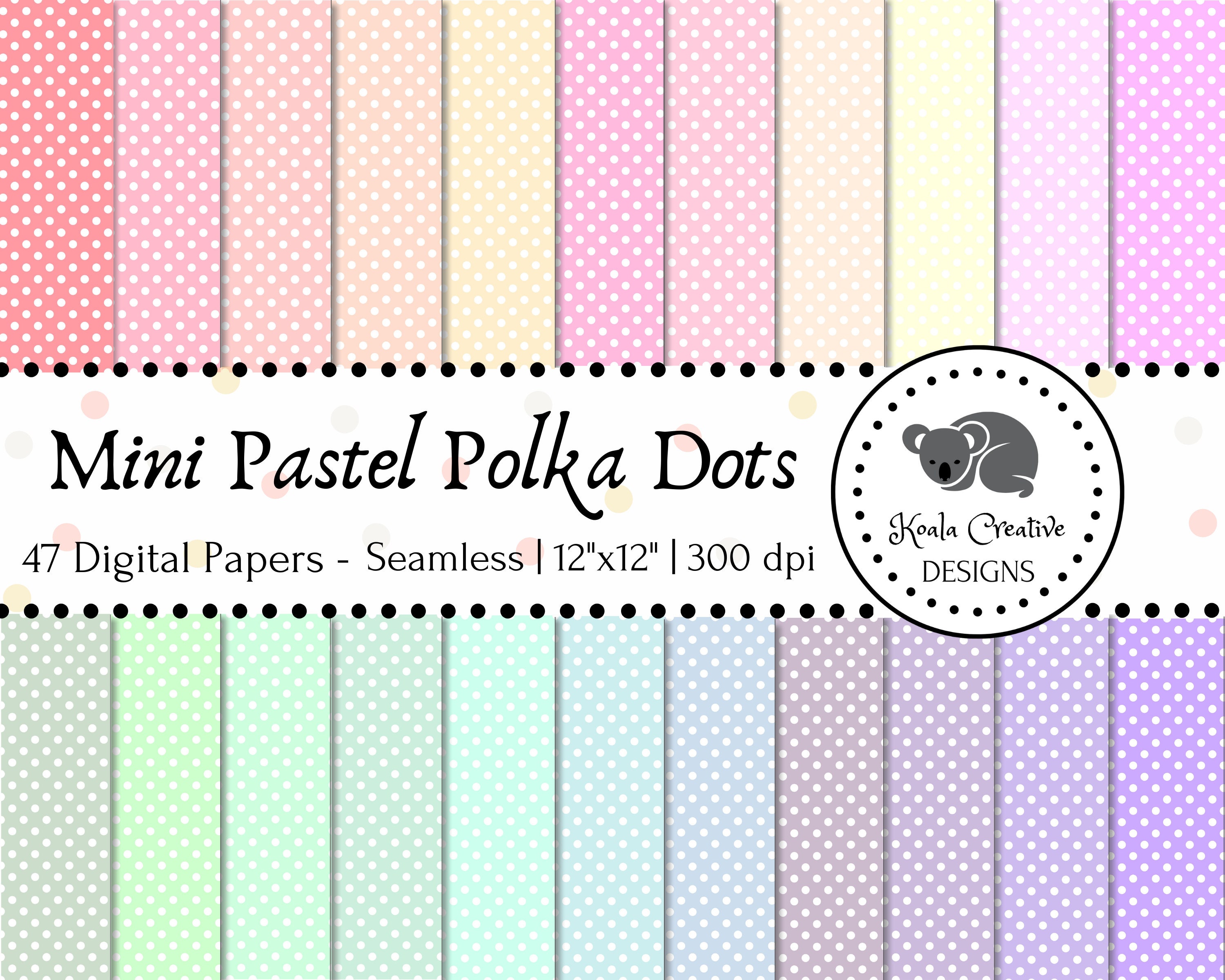 Mini Polka Dot Pastel Digital Paper, Pastel Graphics, Pastel Background ...