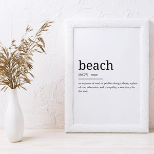 Beach Definition Printable Art, Beach Quote Digital Art, Beach ...