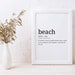 Beach Definition Printable Art, Beach Quote Digital Art, Beach ...