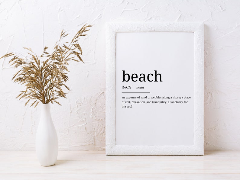 Beach Definition Printable Art, Beach Quote Digital Art, Beach ...