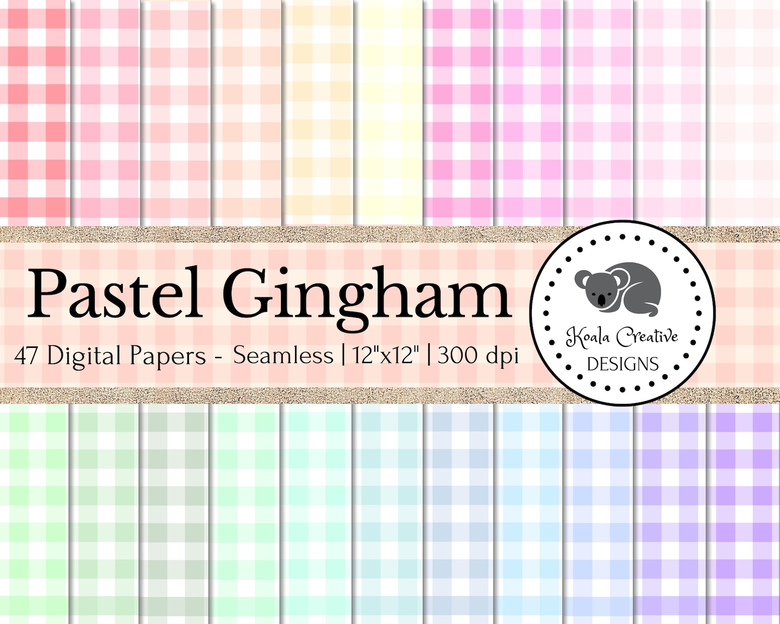 Pastel Gingham Digital Paper, Gingham Pastel Texture, Gingham ...