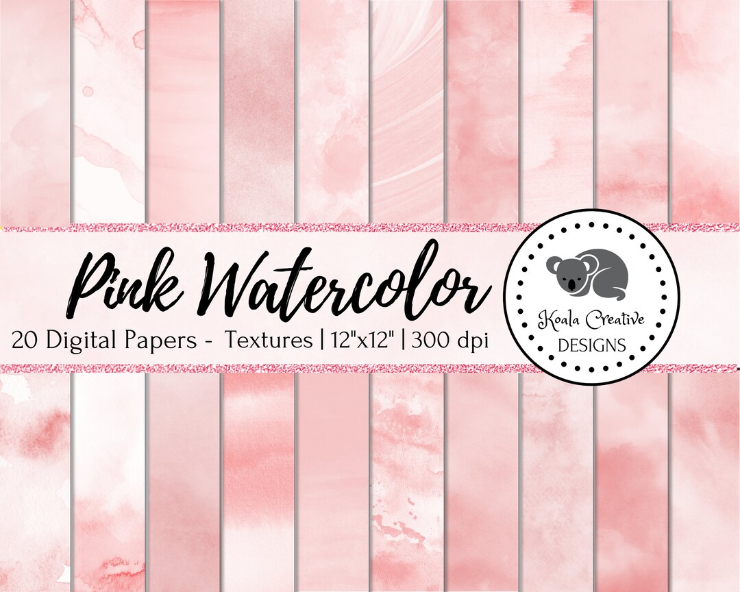 Pink Watercolor Digital Paper, Rose Watercolor Digital Paper, Pink Rose ...
