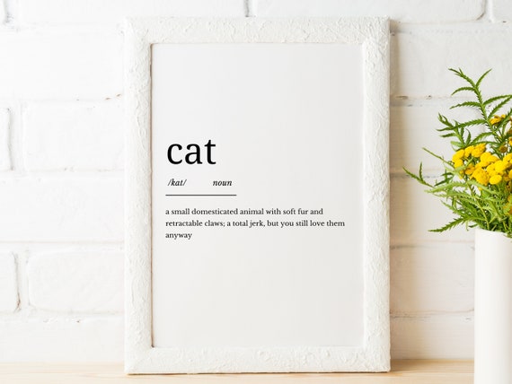 Cat Definition Printable Art Pet Lover Digital Art Cat | Etsy