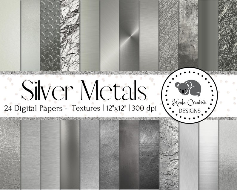 Papel digital de metales de plata, papel digital metálico, textura ...