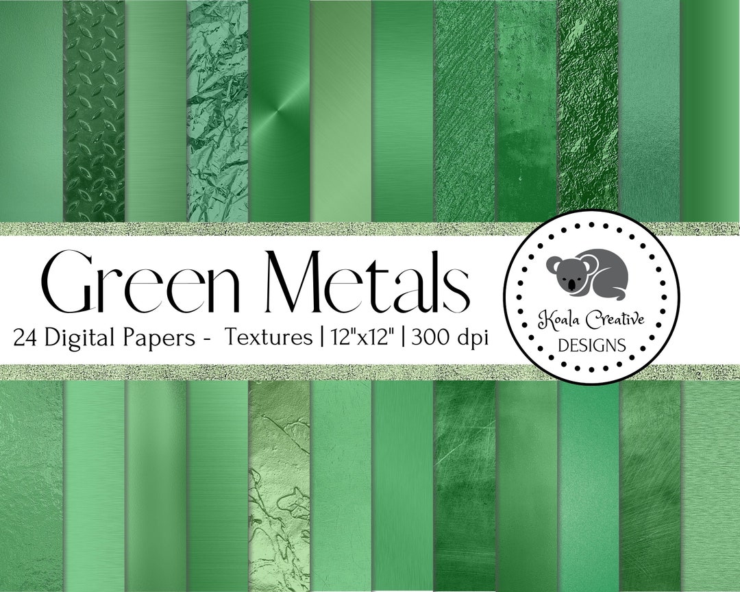 Green Metals Digital Paper, Metallic Digital Paper, Metallic Texture ...