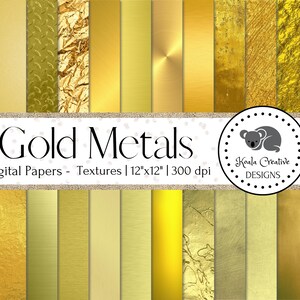 Gold Metals Digital Paper, Metallic Digital Paper, Metallic Texture ...