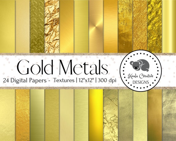 Gold Metals Digital Paper Metallic Digital Paper Metallic | Etsy