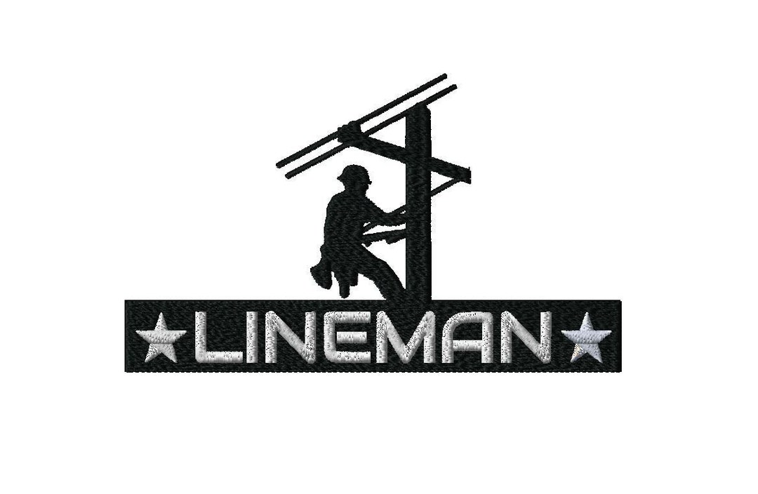 Lineman Embroidery Logo, 2 Color Lineman Logo, Lineman DST Logo ...