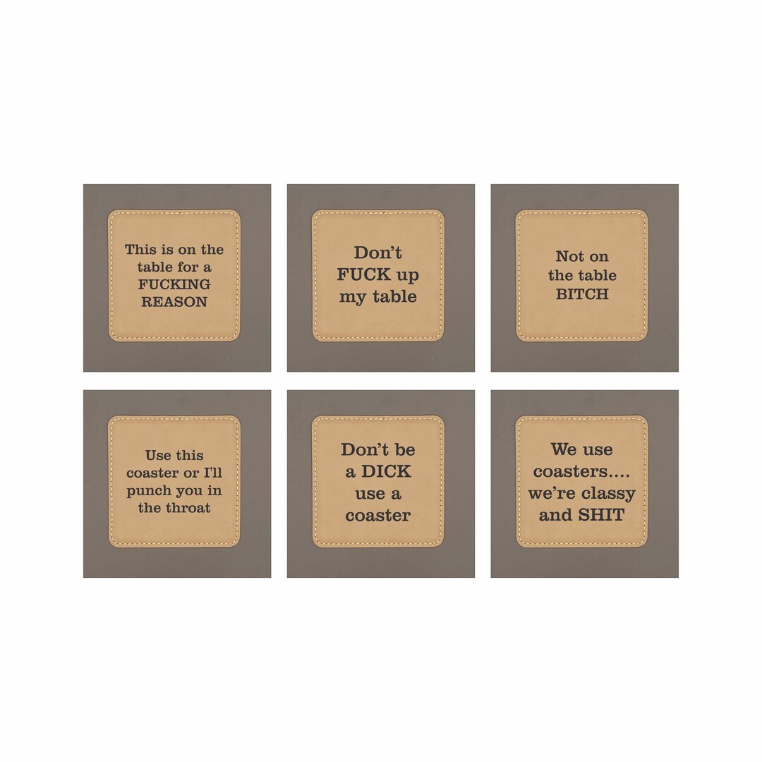 Funny Offensive Table Coasters, Classy, Engraved Coasters, Cuss Word ...