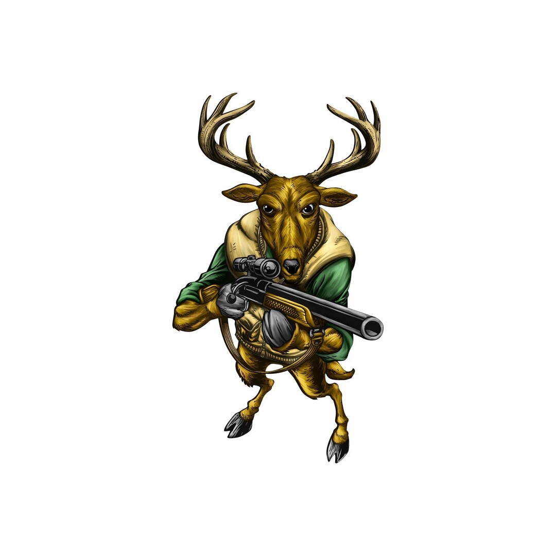 Deer Hunting Decal, Buck With Gun Logo, Deer With Gun Car Decal, Buck ...