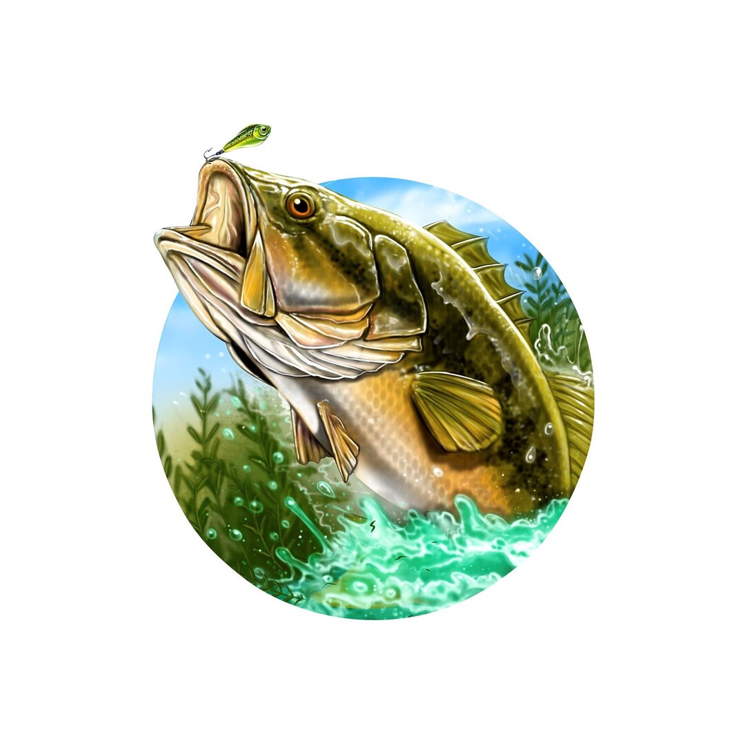 Bass Fishing Decal, Full Color Bass Fish Decal, Fishing Car Decal, Bass ...