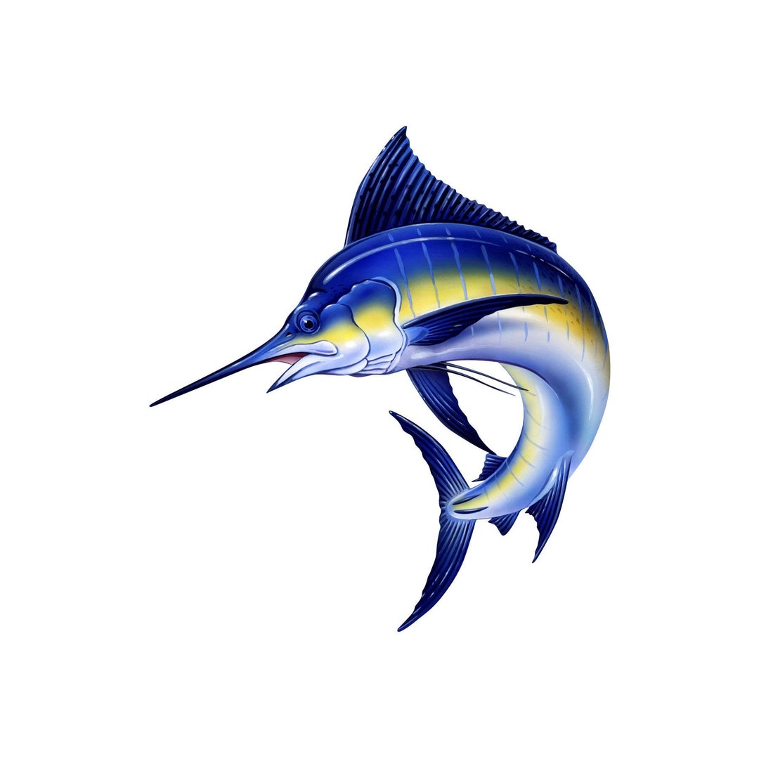 Marlin Fishing Decal, Full Color Marlin Fish Decal, Fishing Car Decal ...
