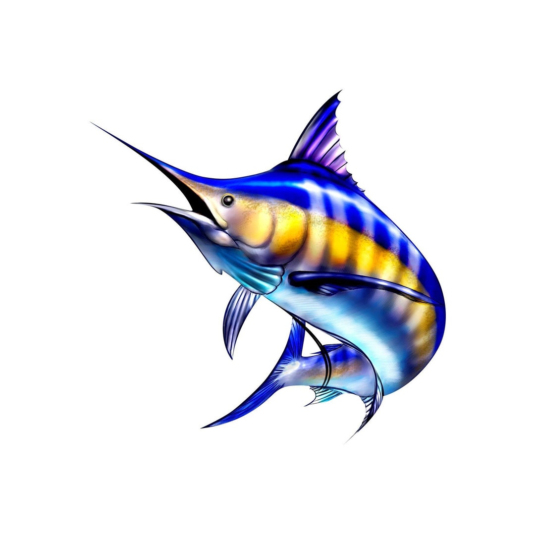 Marlin Fishing Decal, Full Color Marlin Fish Decal, Fishing Car Decal ...