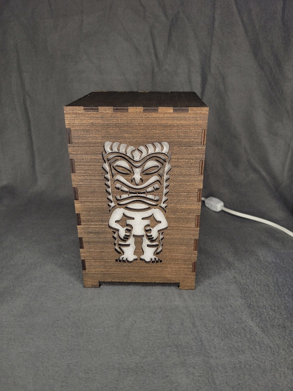 Tiki Wood Lantern Tiki Figure Wood Lantern LED Tiki Lantern - Etsy