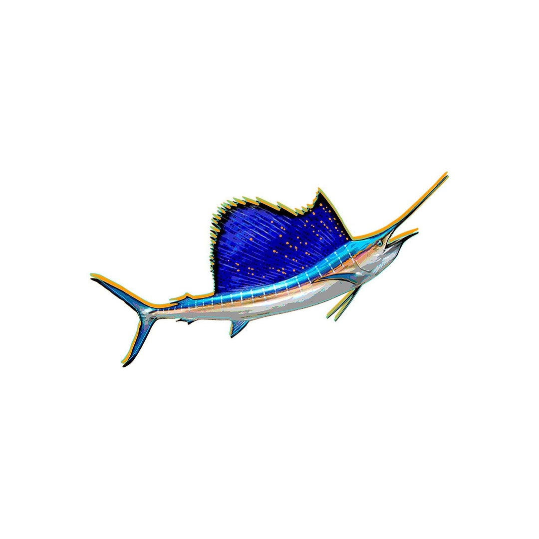 Sailfish Fishing Decal, Full Color Funky Sailfish Decal, Fishing Car ...