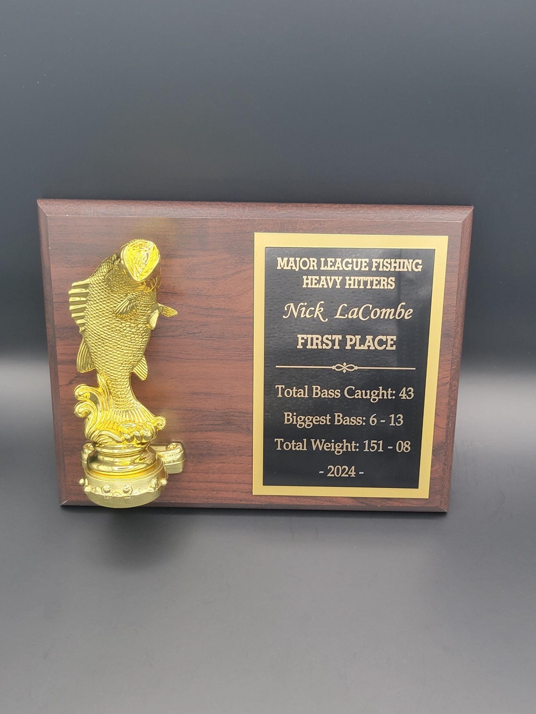 Bass Fishing Trophy Plaque, Bass Fishing Award, Bass Tournament Award ...