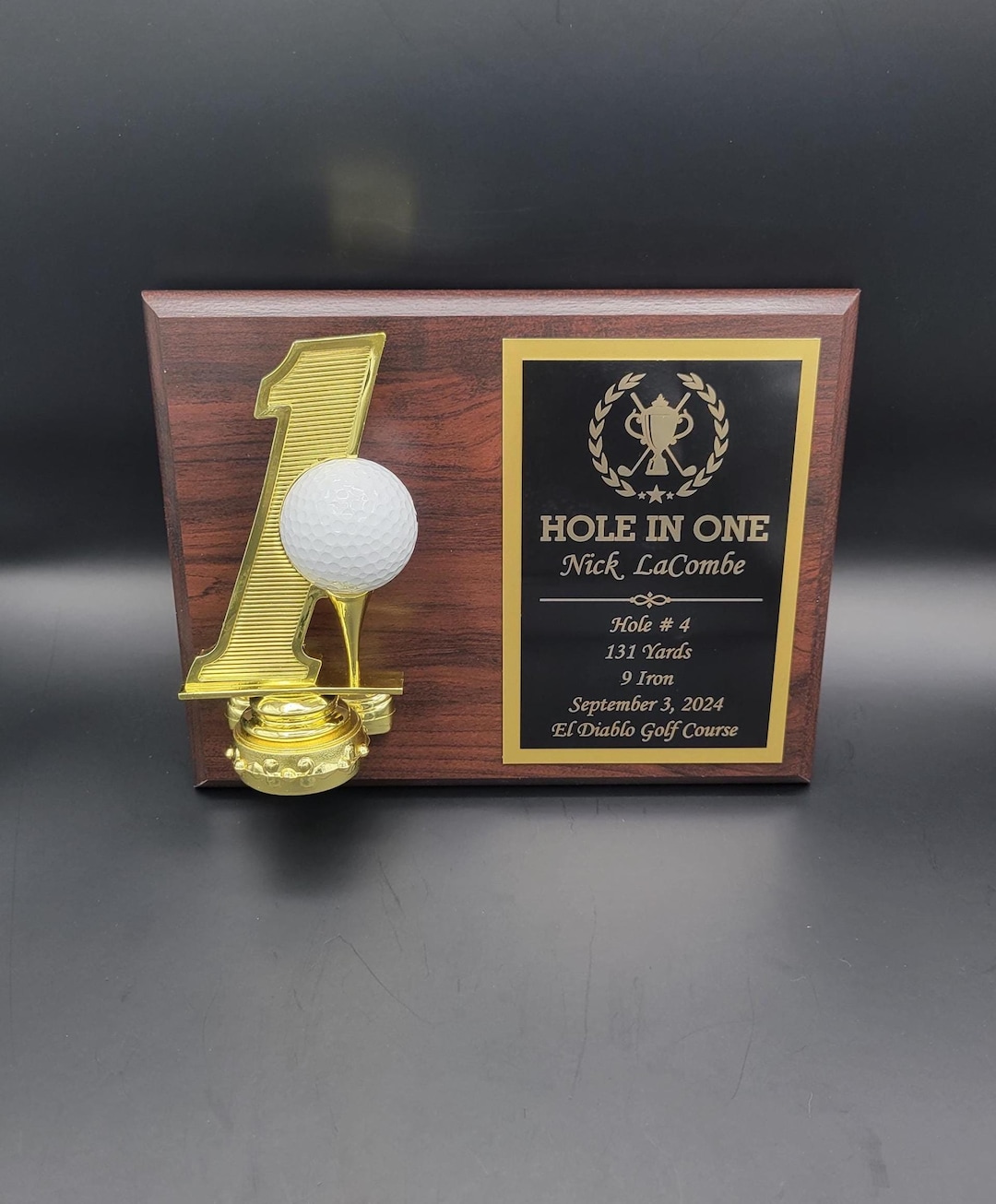 Hole in One Engraved Plaque, Engraved Golf Plaque, Hole in One Award ...