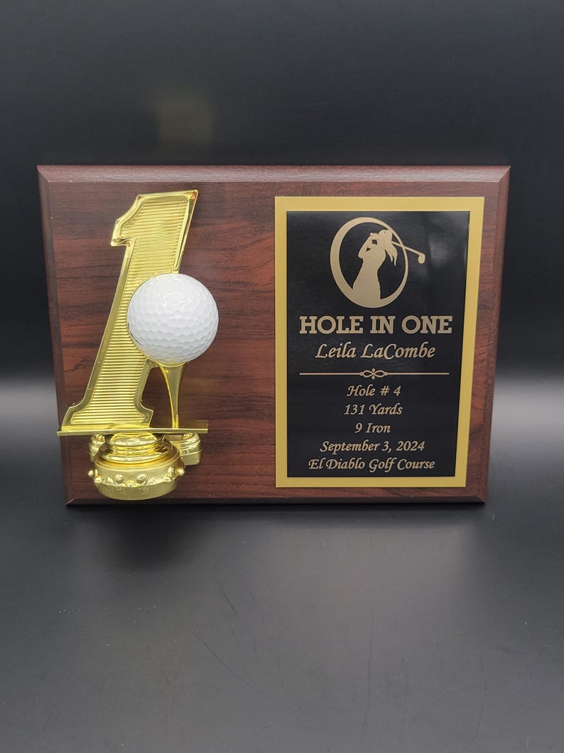 Hole in One Engraved Plaque, Engraved Golf Plaque, Hole in One Award ...