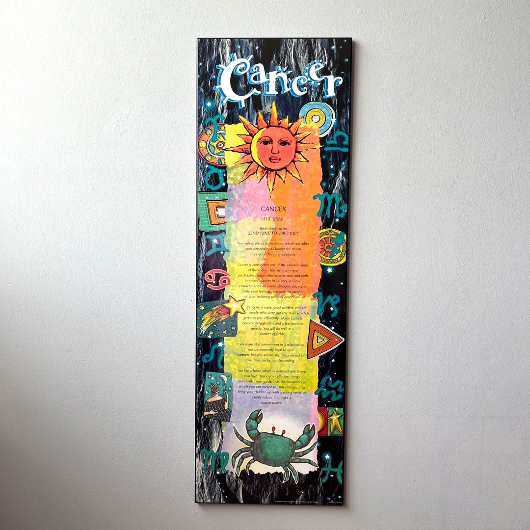 Vintage Cancer Zodiac Wall Sign 1990s Astrology the Crab - Etsy