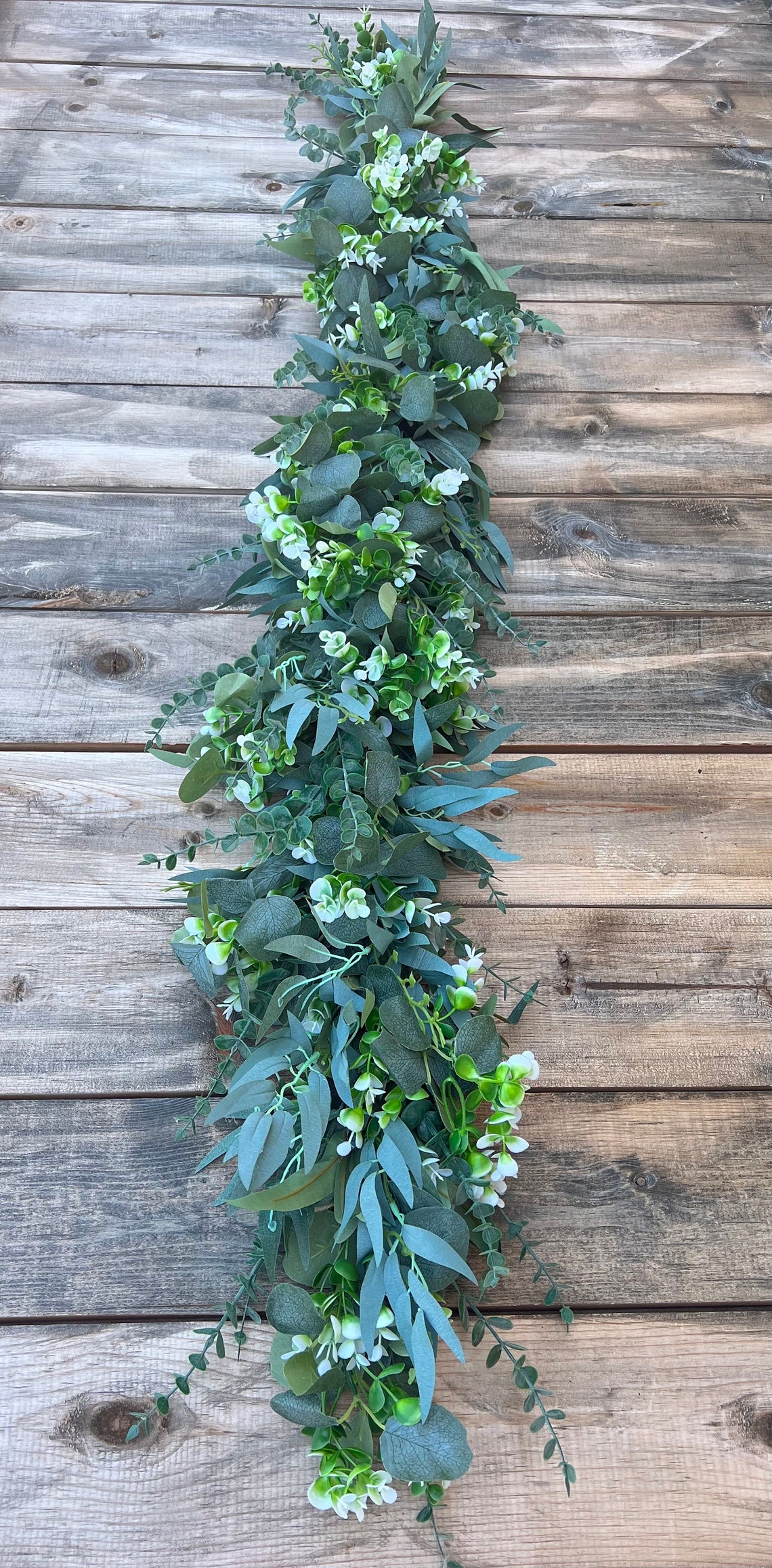 Green Faux Garland Runner Eucalyptus, Bay Leaf, Laurel — Centerpiece ...