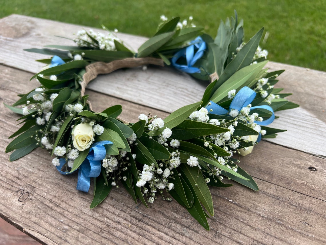 FRESH Laurel Bayleaf White Rose Crown Greek Foliage — Graduation ...