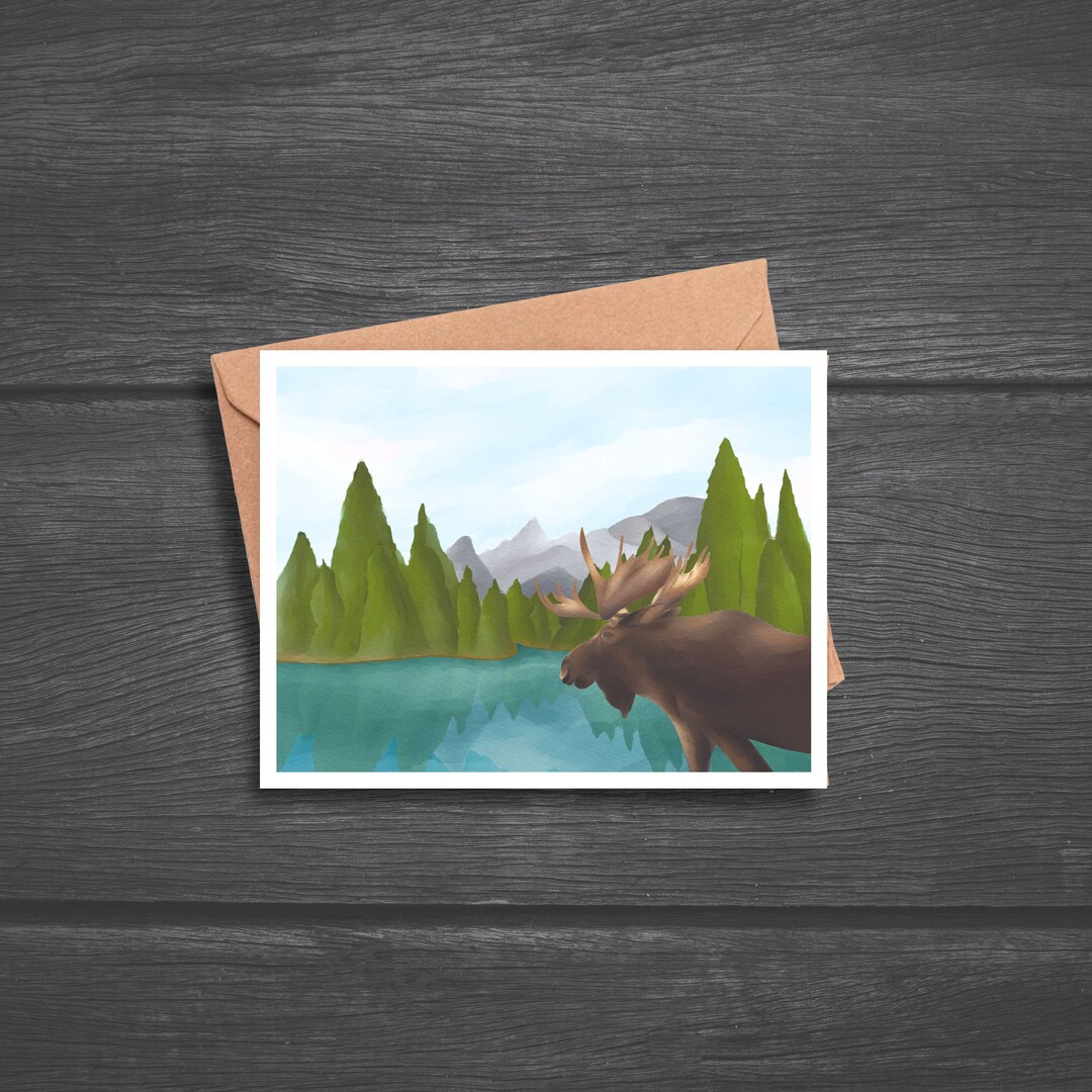 Moose Card, Canadian Moose Greeting Card, Card With Envelope - Etsy