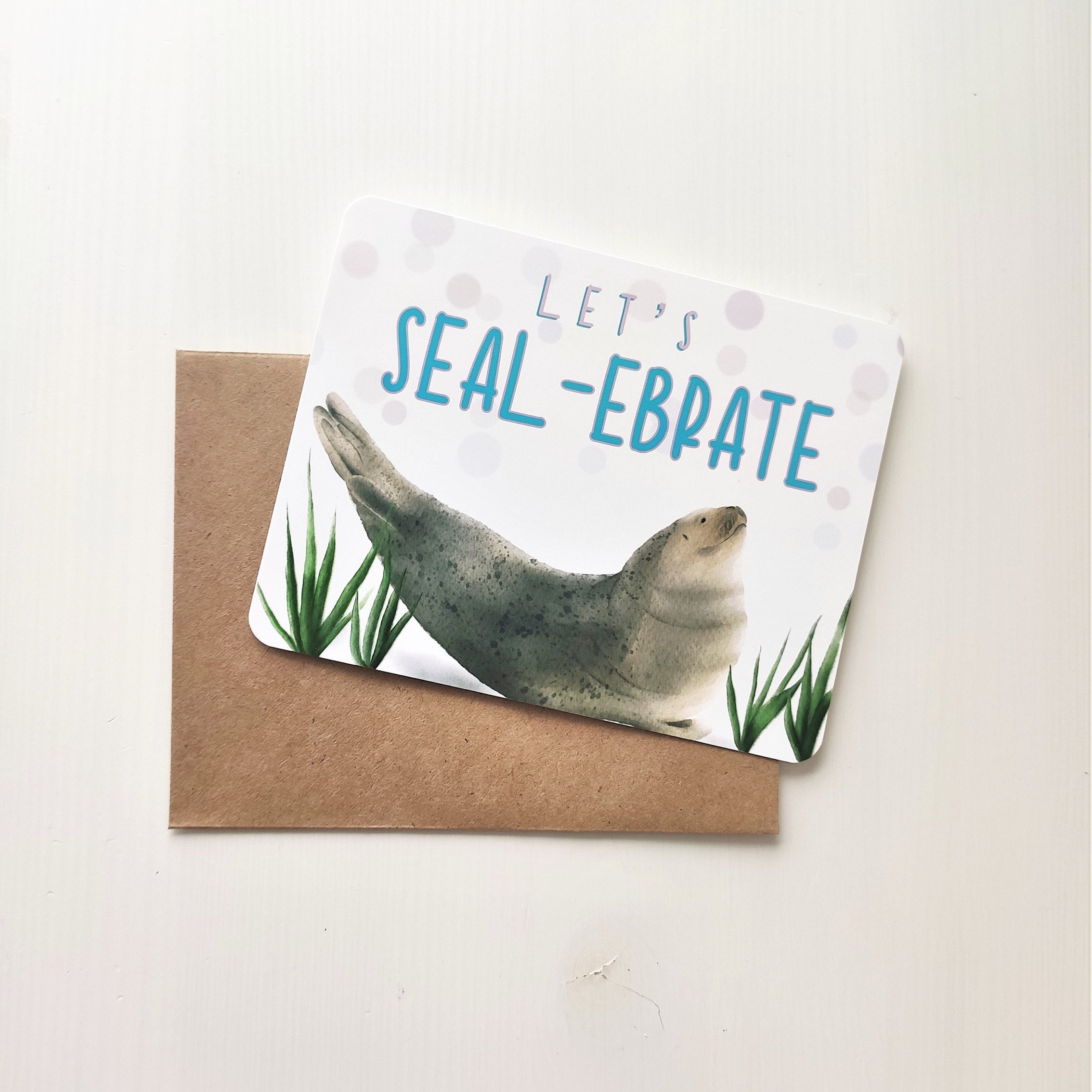 Seal Birthday Card, Celebration Card, Cute Seal Greeting Card, Card ...