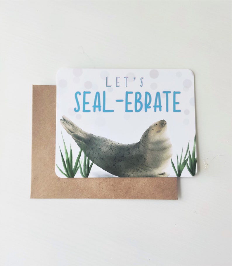 Seal Birthday Card Celebration Card Cute Seal Greeting Card | Etsy