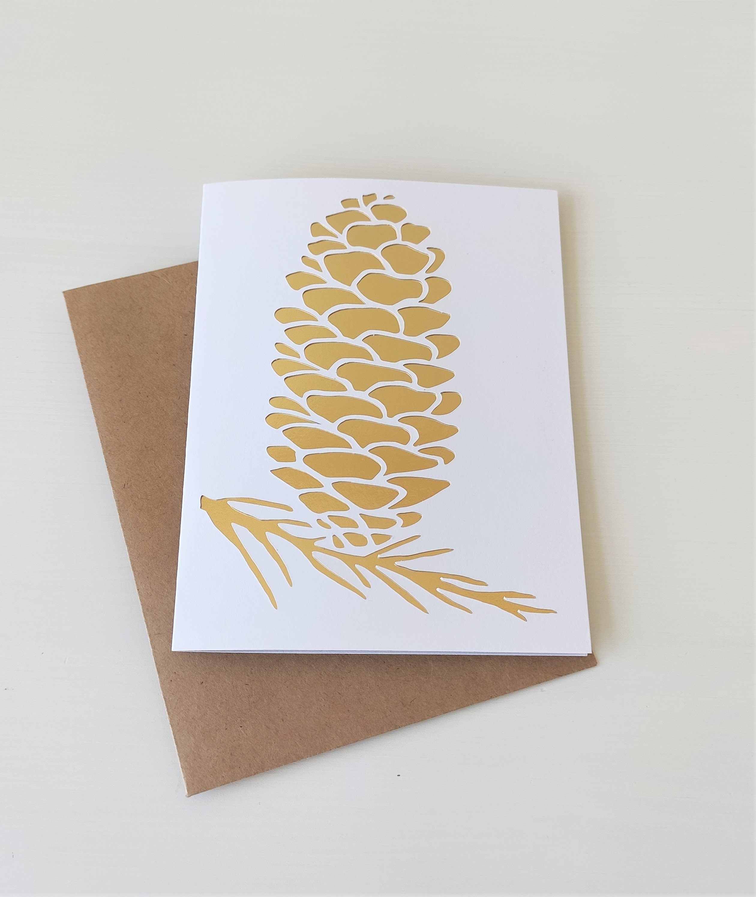 Classic Pine Cone Greeting Card, Die Cut Pine Cone Card, Card With ...