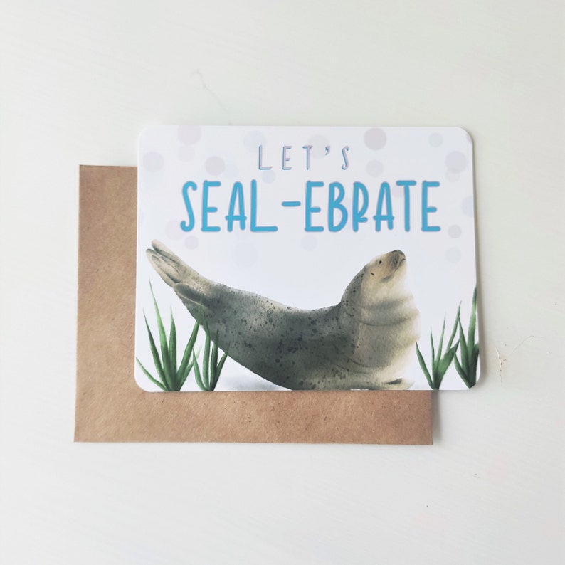 Seal Birthday Card, Celebration Card, Cute Seal Greeting Card, Card ...
