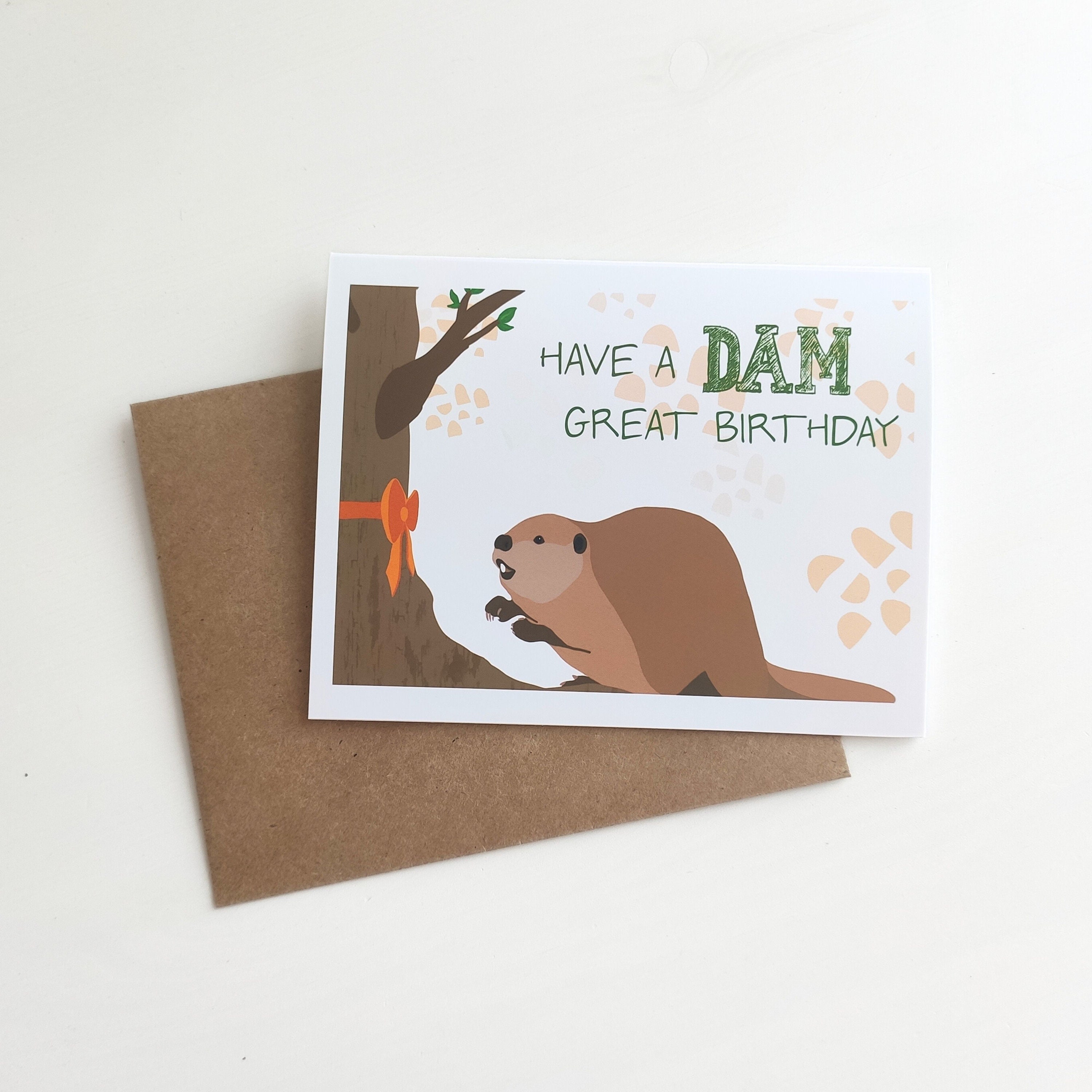 Beaver Birthday Card, Have a Dam Great Birthday, Card With Envelope - Etsy