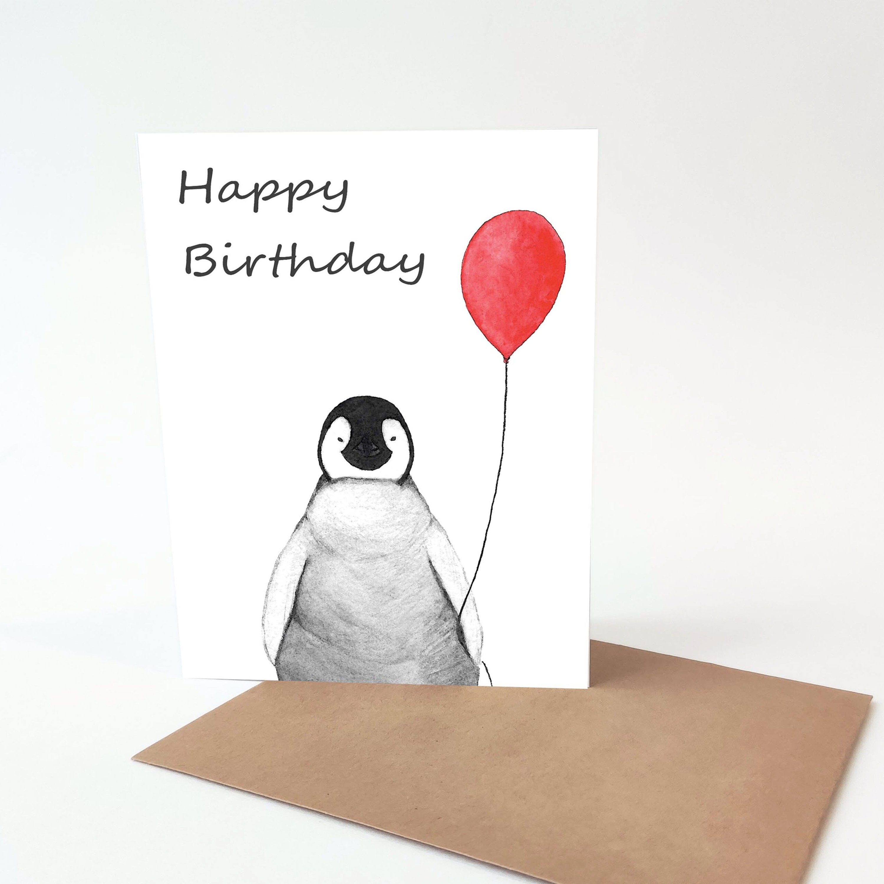 Penguin Birthday Card, Penguin Card, Card for Penguin Lovers, Card With ...