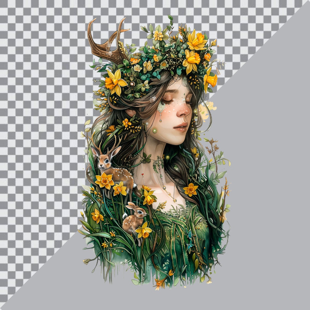 Goddess Ostara. PNG Pictures With a Transparent Background. Watercolor ...