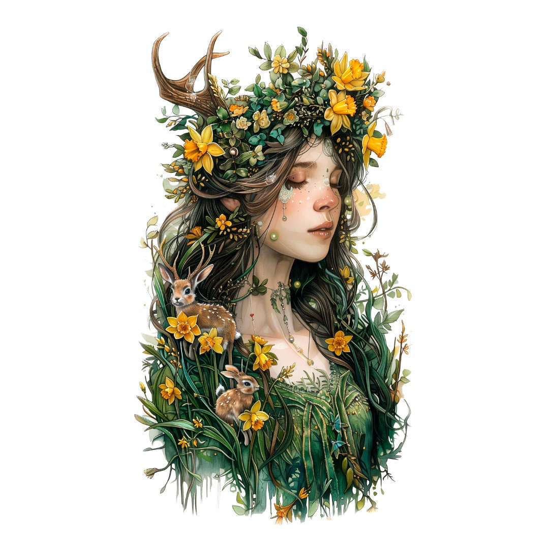 Goddess Ostara. PNG Pictures With a Transparent Background. Watercolor ...