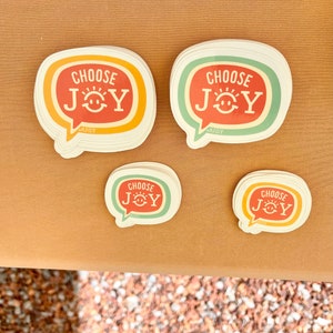 TEAL Choose Joy Stickers, Water Bottle Sticker, Coated White Plastic ...