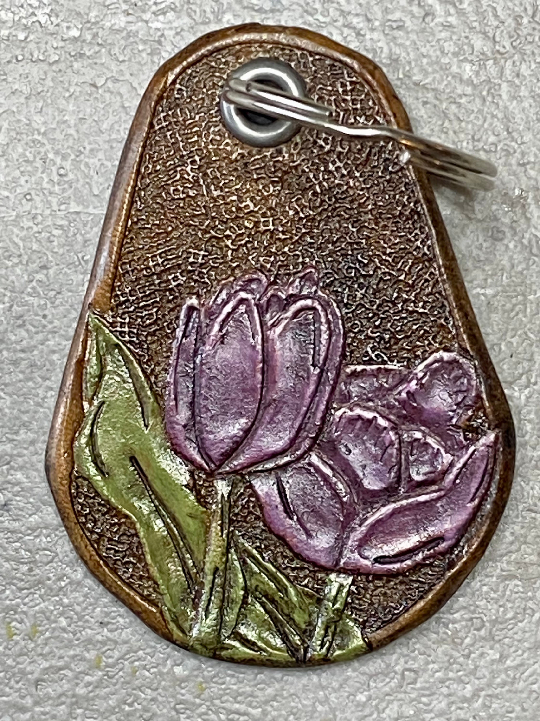 Leather Keychain Flowers Hand Painted Handcrafted Zipper - Etsy