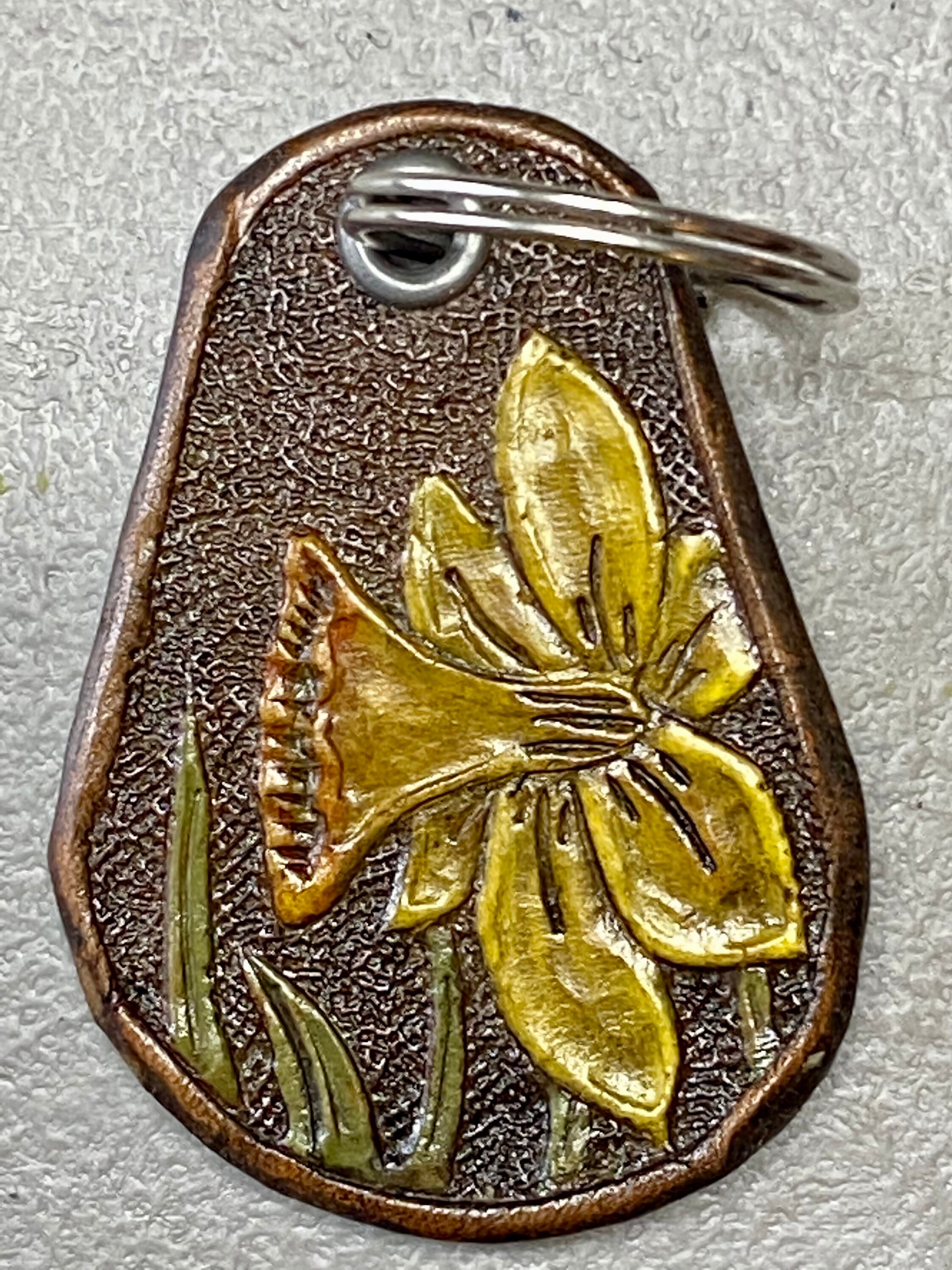 Leather Keychain Flowers Hand Painted Handcrafted Zipper - Etsy