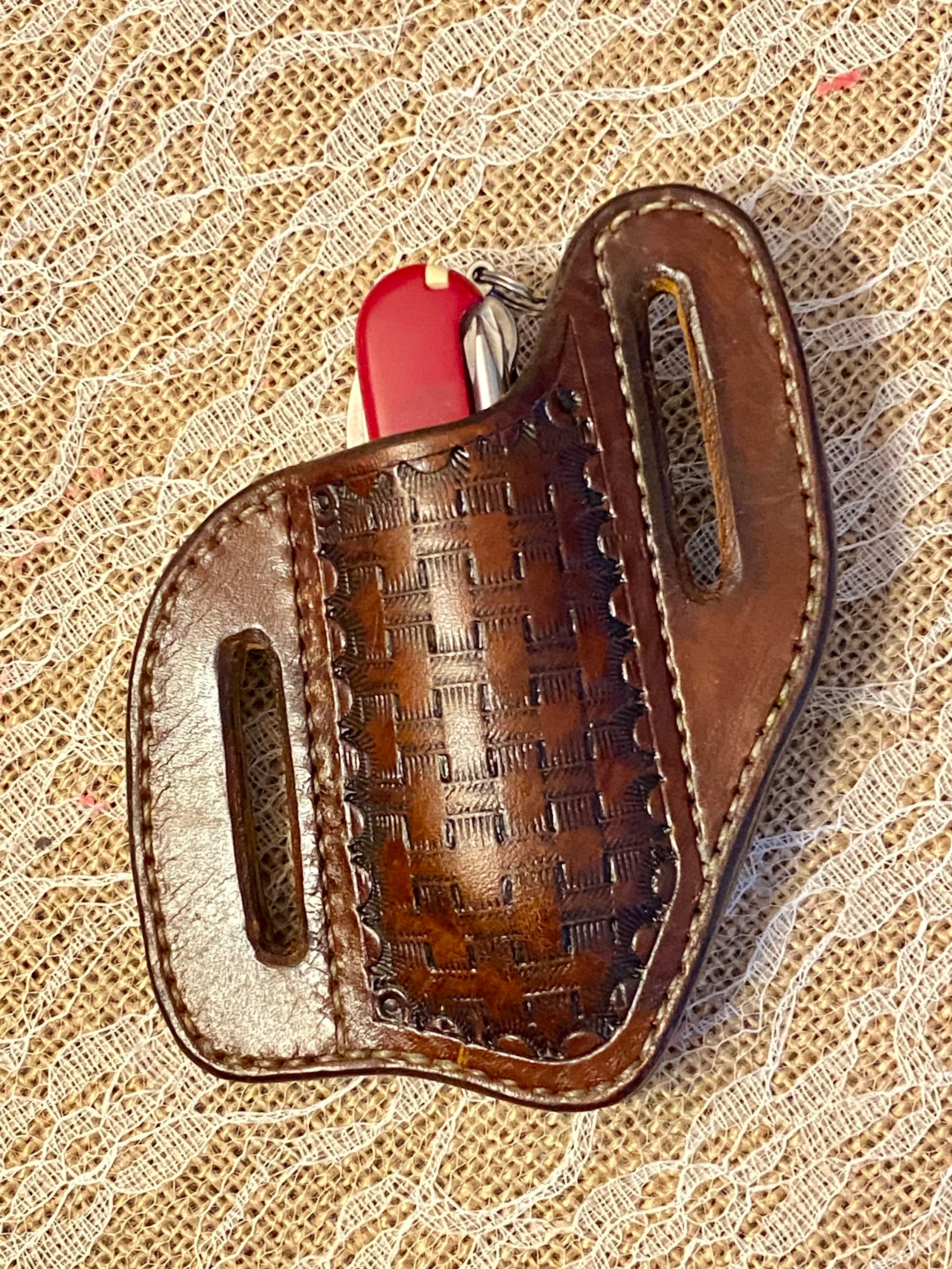 Pancake Leather Pocket or Folding Knife Sheath, Holder, Holster ...