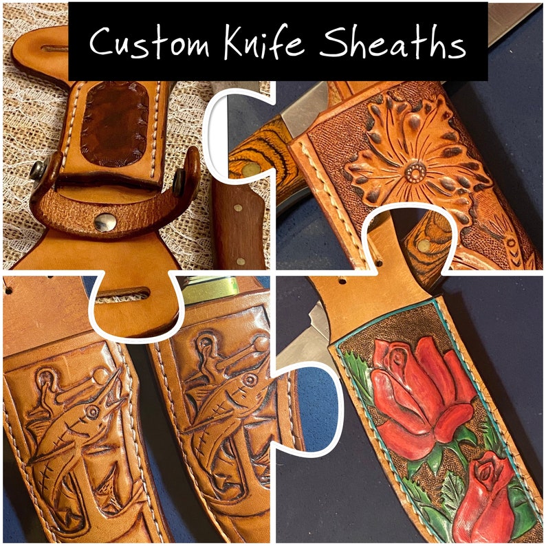 Custom Handmade Leather Knife Sheath - Fits 3-8" Blade, Hand Crafted ...