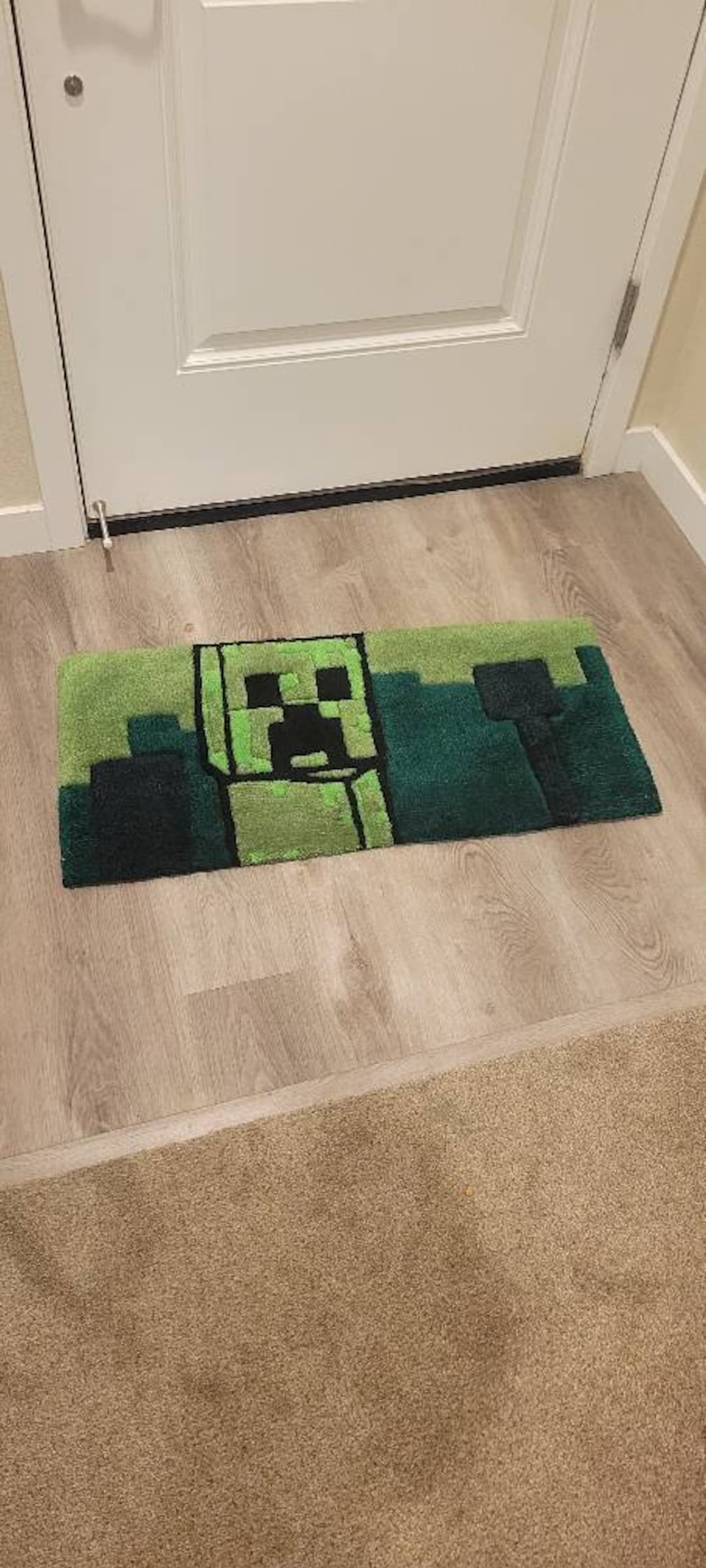 Handmade Custom Tufted Minecraft Creeper Rug, Soft, Decoration, Non ...