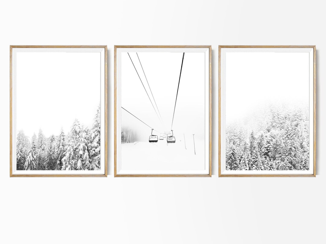 Winter Snow Covered Forest Print Set Ski Print Snowy Trees Set Winter ...