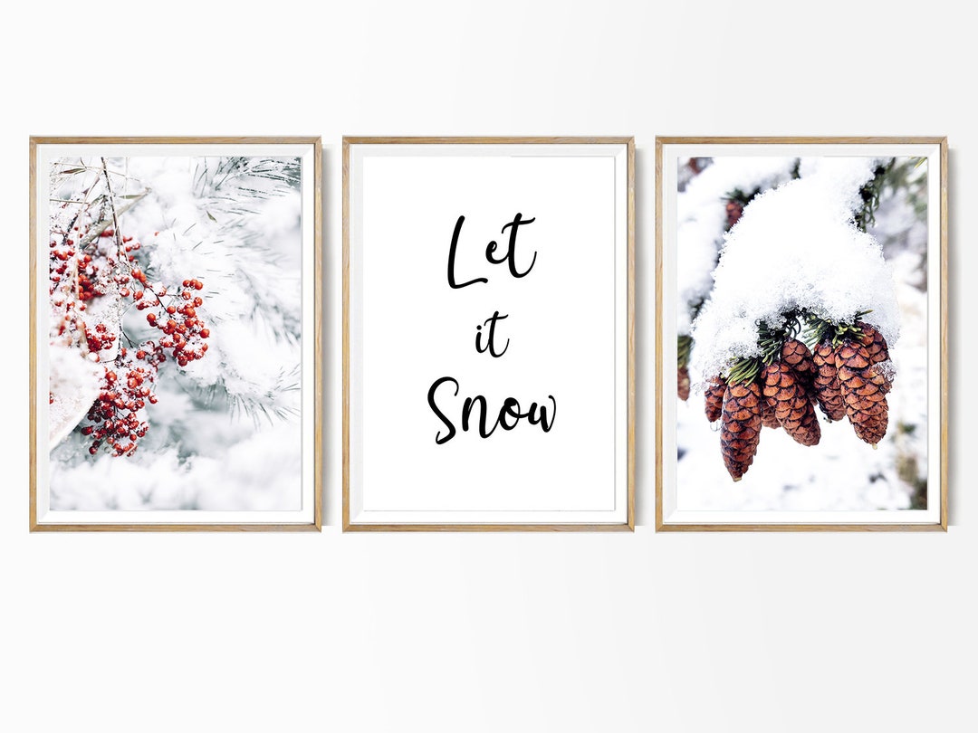 Winter 3 Piece Photo Holiday Prints Set Let It Snow Poster Christmas ...
