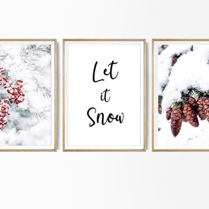 Winter 3 Piece Photo Holiday Prints Set Let It Snow Poster Christmas ...