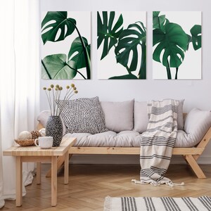Monstera Leaves Set 3 Print Tropical Leaf Poster Triptych Monstera ...