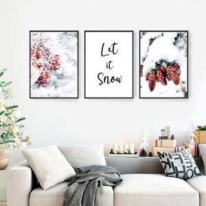 Winter 3 Piece Photo Holiday Prints Set Let It Snow Poster Christmas ...