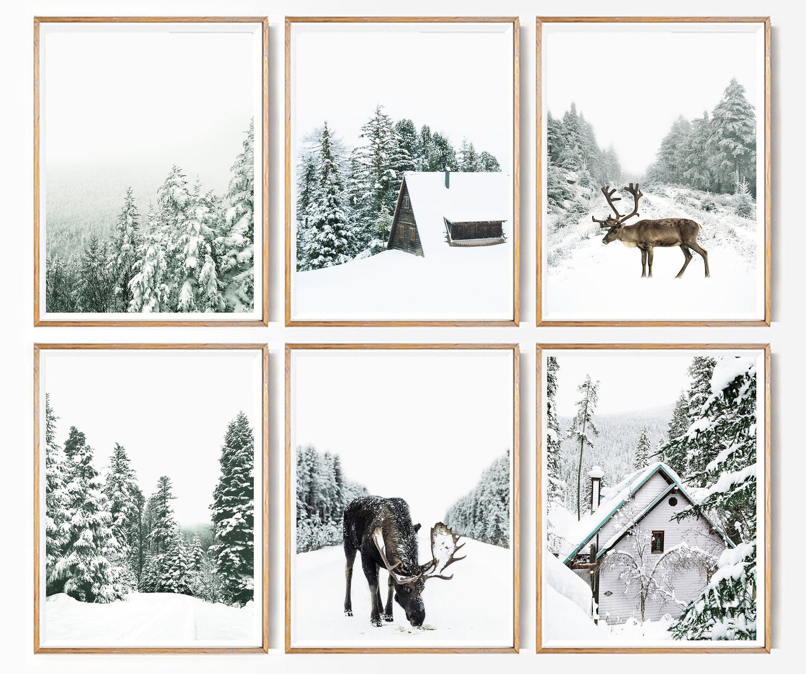 Holiday Decor Winter Set of 6 Snowy Snow Covered Forest - Etsy