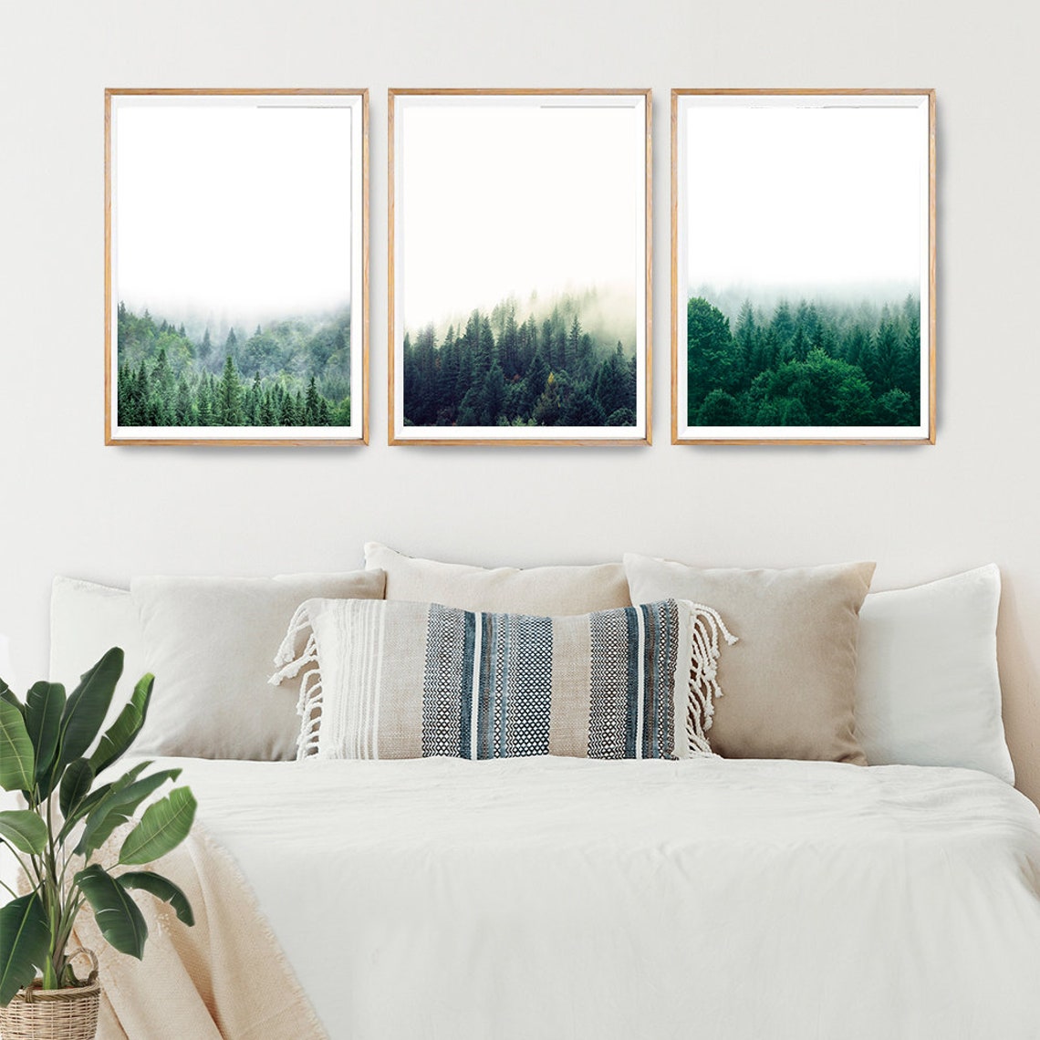 Forest Artwork Set Large Nature Wall Art Set Set of Minimal | Etsy