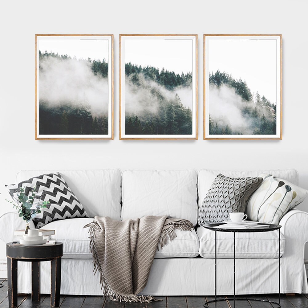 Set of 3 Forest Wall Poster Scandinavian Set Foggy Forest - Etsy
