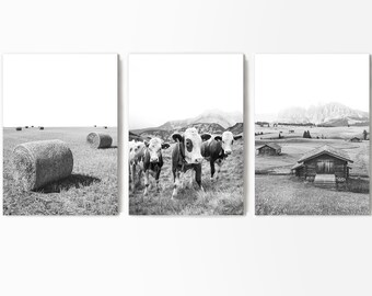Farm Set of 3 Prints Rustic Wall Photo Kitchen Farm Decor Cows Poster ...