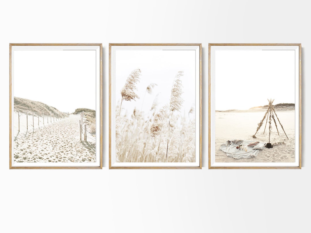 Boho Beach Set of 3 Art Pampas Grass Poster Neutral Beach Set House ...